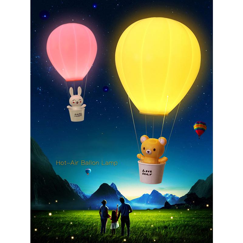 Cute LED Chargeable Hot-air Balloon Night Lamp with Remote Control Bed ...