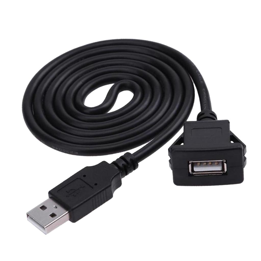 Buy 2m/6.7ft USB Panel Flush Mount Car Extension Cable 2.0 Single Port ...
