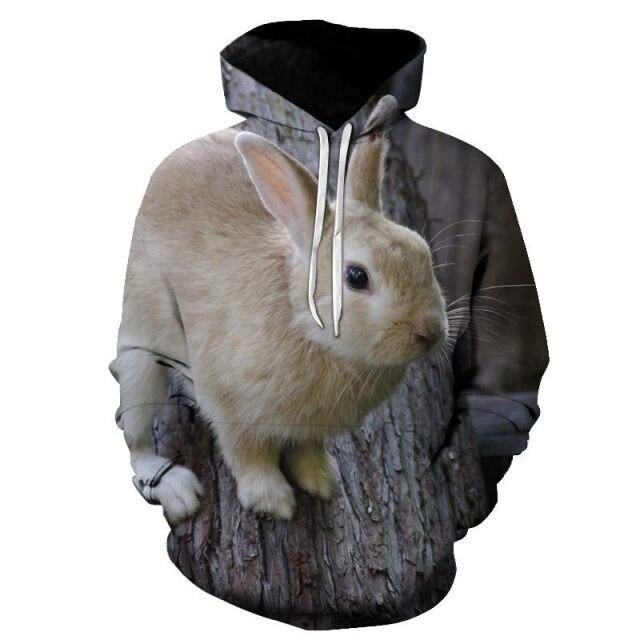 2021 3D Printed Rabbit Hommes 'S Femmes Plus Taille Sweat à capuche ...