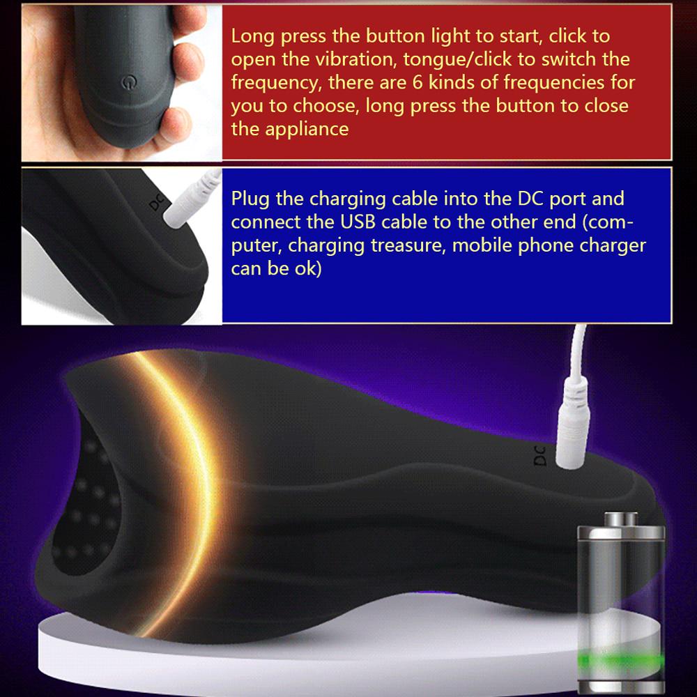 Koupit Male Vibrator 6 Modes Tongue Licking Glans Massager Endurance Traninig Sex Toys For Men