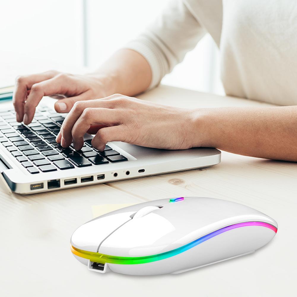 Bluetooth-compatible Wireless Mouse Backlight Rechargeable Mouse (White ...