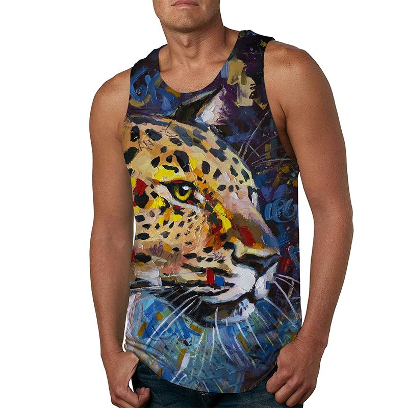 Cheap Handsome Men's Sleeveless Vest Leopard Cool 3D Print Vest | Joom