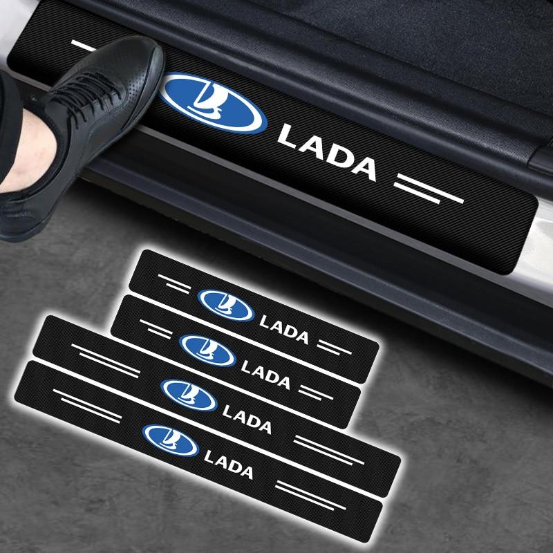 Buy 4 Pcs Car Carbon Fiber Stickers for Lada VESTA Niva Kalina Priora ...