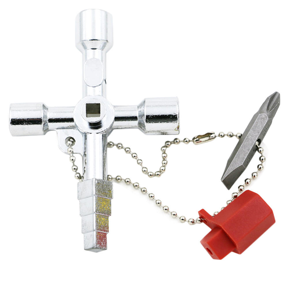 4 Way Utility Cross Key Mutilfunctional Triangle Zinc Alloy Key Wrench ...