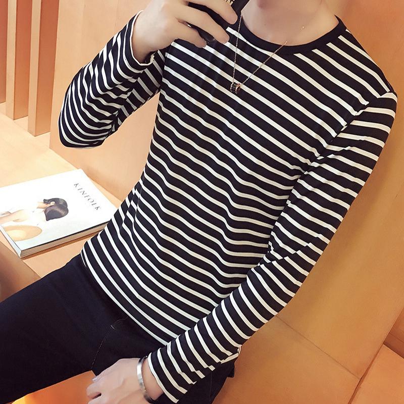 Buy Men Striped Long Sleeve Shirt Casual Pullover Top at affordable ...