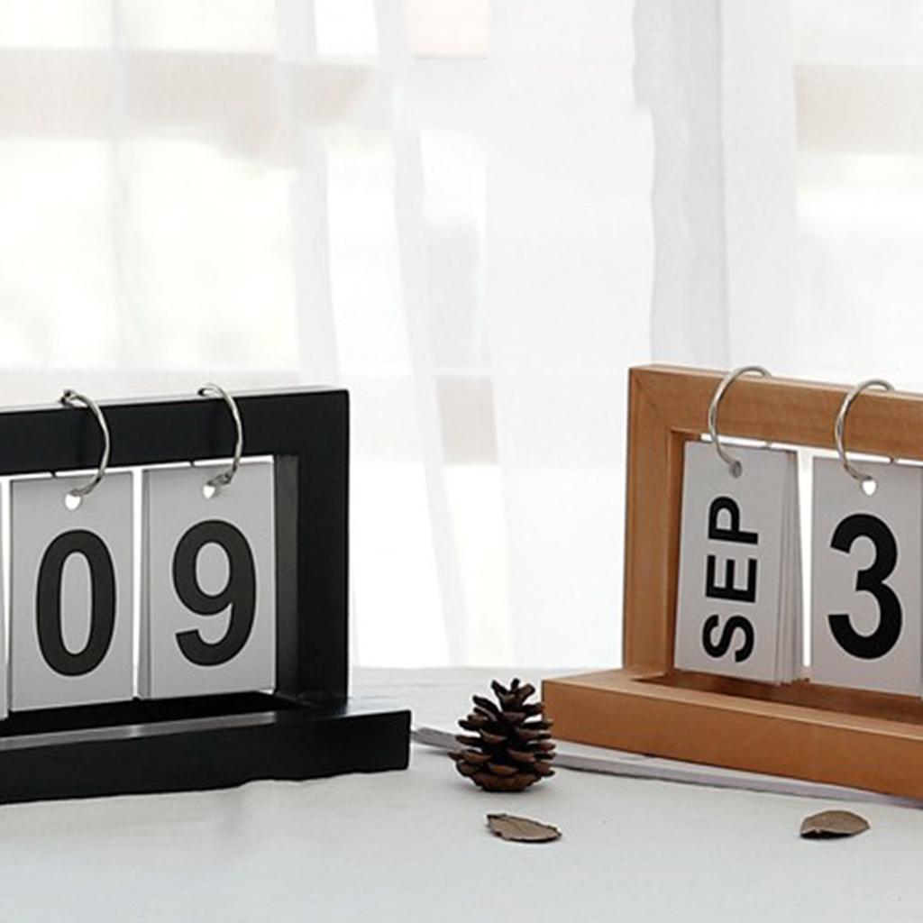 Buy Practical Wooden Flip Chart Perpetual Calendar DIY Desktop Black at ...