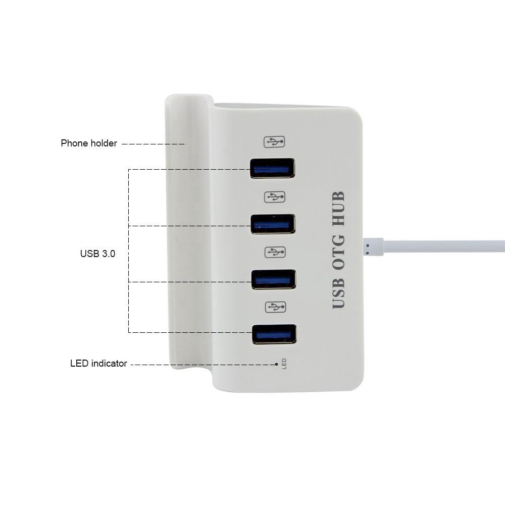 Buy USB 3.0 OTG HUB Cable 4 Port Micro USB Extension Splitter Adapter ...