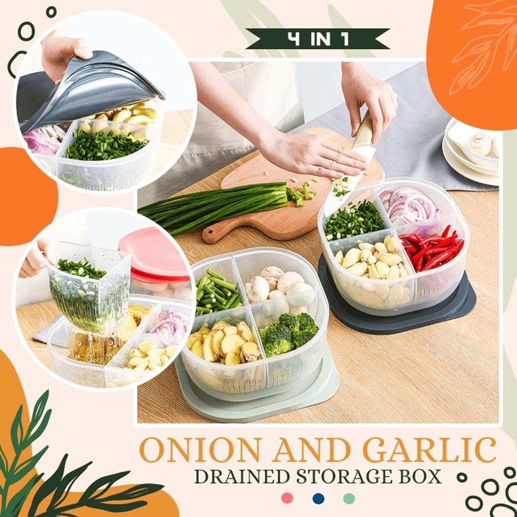 4 In 1 Garlic Drained Storage Box Kitchen Storage Box Division Storage ...