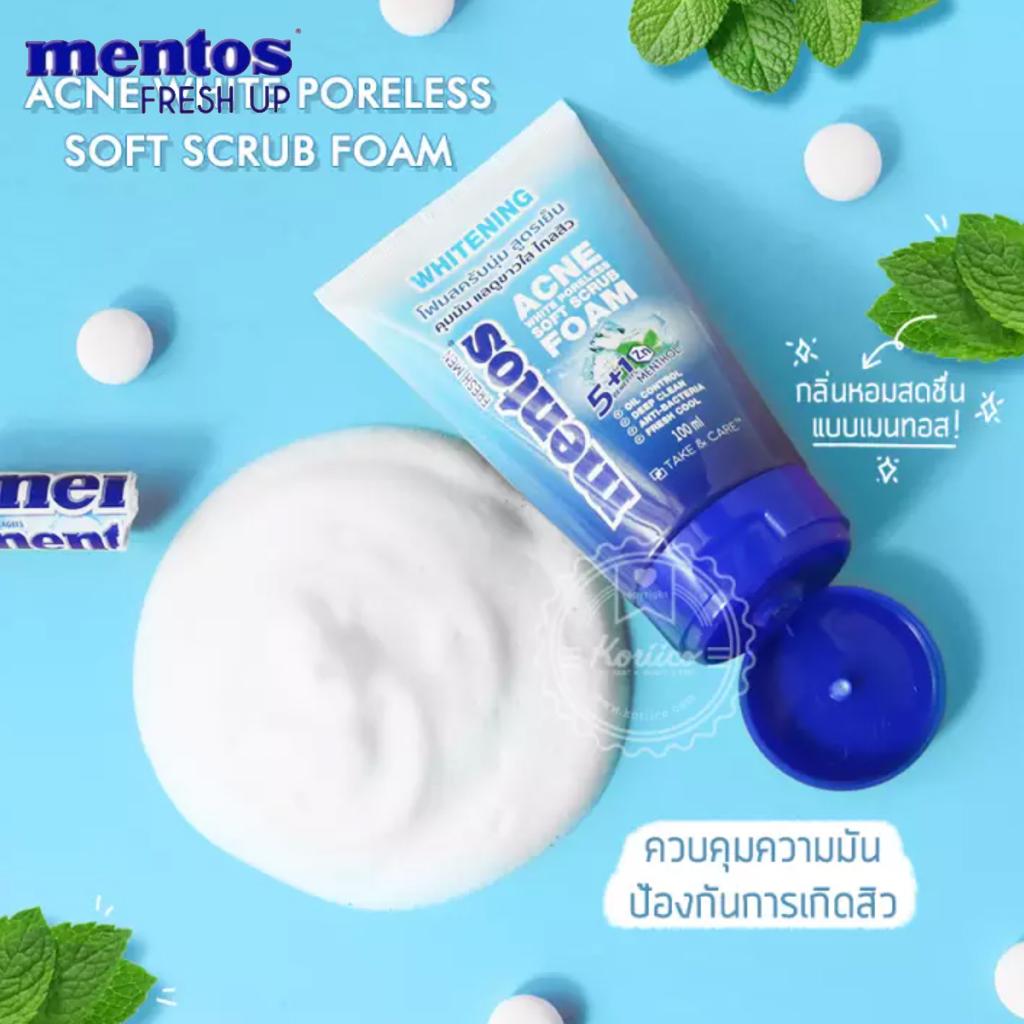 Buy MENTOS FRESH ACNE FOAM 50 Ml (WHITE PORELESS SOFT SCRUB/BRIGHT ...