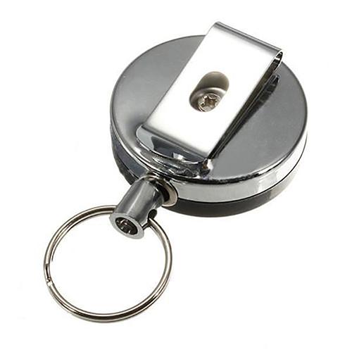 Stainless Steel Retractable Key Ring Pull Key Chain Belt Clip Keychain ...