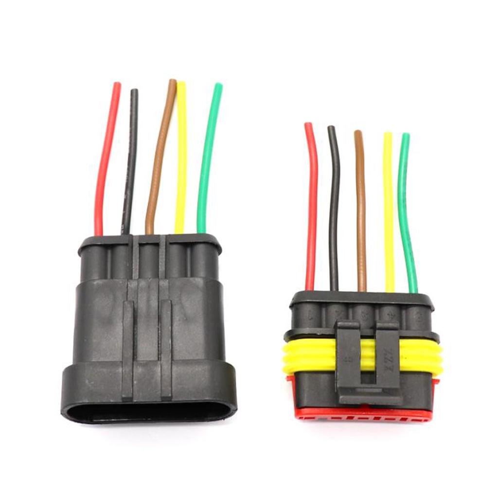 Buy 5 Pair Pin Way Waterproof Electrical Car Connector Plug Socket with ...