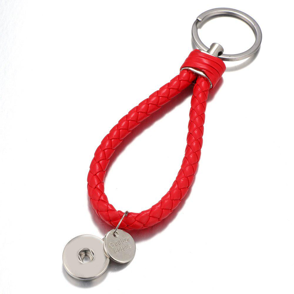 Cheap Top Popular Weave PU Leather Key Chains 18mm Snap Button Keychain ...