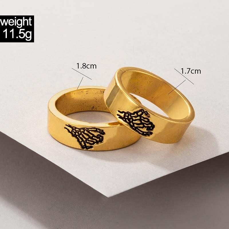 Buy Trendy Couple Rings for Women Men Cartoon Love Heart Carving ...