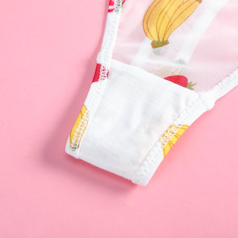 Cheap Women Lace Net Yarn G-string Translucent Fruit Printed Breathable ...