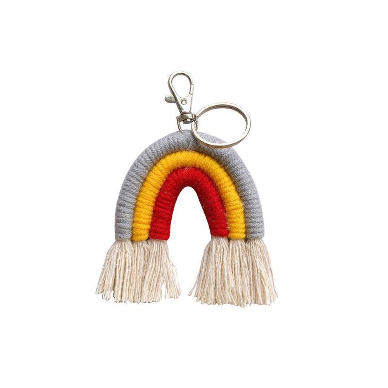 Buy Weaving Rainbow Keychains Boho key Holder Keyring Macrame Bag Charm ...
