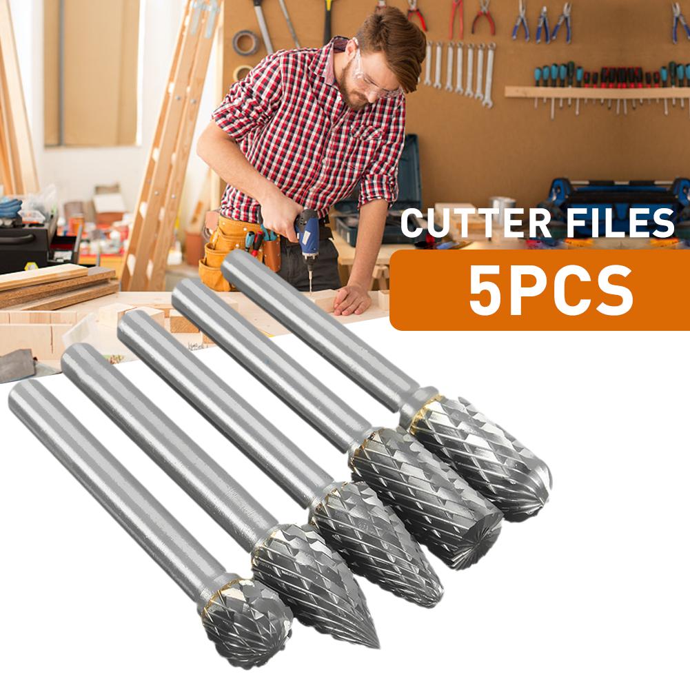 Buy 5x Tungsten Carbide Burr 1/4" 6mm Rotary Cutter Files Set CNC ...