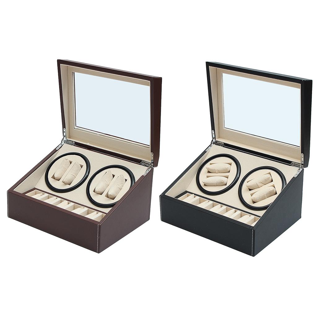 PU Leather Automatic 4 6 Watch Winder Rotator Storage Case Display Box ...