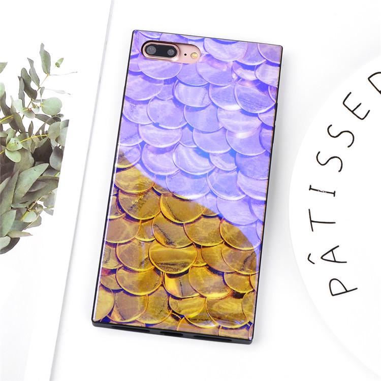 Buy Golden Fish Scales Phone Case for IPhone X 6s 6 Plus 7 8 Plus Blu ...