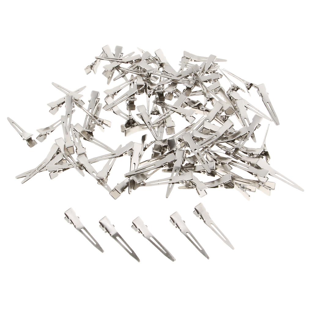 100pcs Single Prong Metal Clips Duck Bill Sectioning Alligator Hair ...