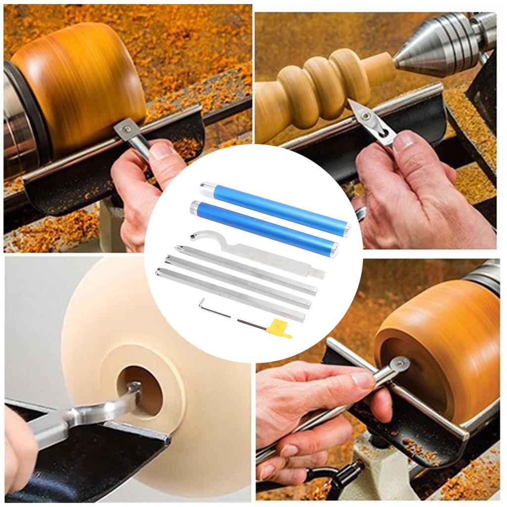 Buy 8 Pcs Wood Turning Tool Set Stainless Steel Tungsten Carbide ...