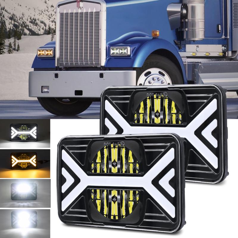 Cheap 5-inch Square Car Headlight 6000k/3000k X-type Reflector 9600lm ...