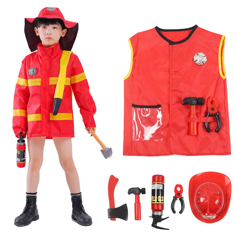 Buy Fireman Costumes Fire Fighter Dress Up Set Pretend Play Toy for ...