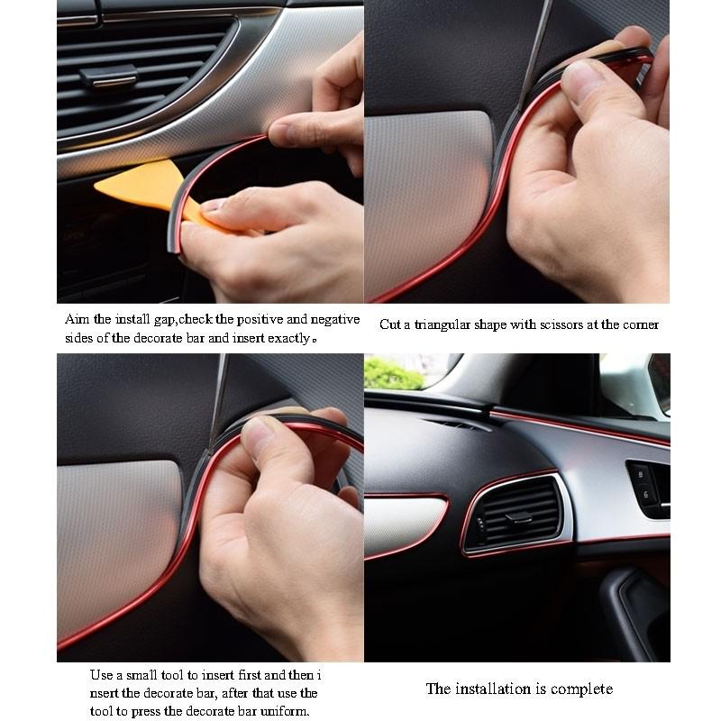 Buy For DIY Orange Automobile Car Interior Molding Decorative Strip ...
