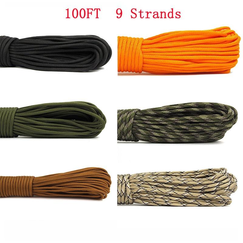 Buy 100FT Paracord 550 Parachute Rope Military Specifications Type 9 ...