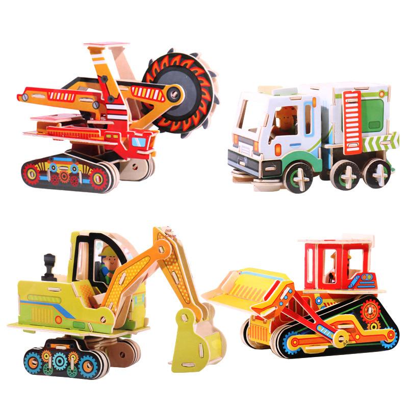 Buy 3D Assembly Toy Wooden Puzzle 3D Jigsaw Assembly for Kids Engineer ...