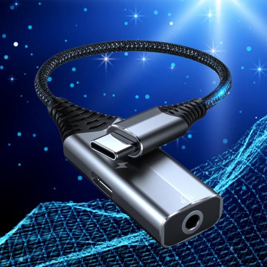 Cheap Compact Flexible Sound Enhancer Braided Wire Type-C Male to 3.5mm ...