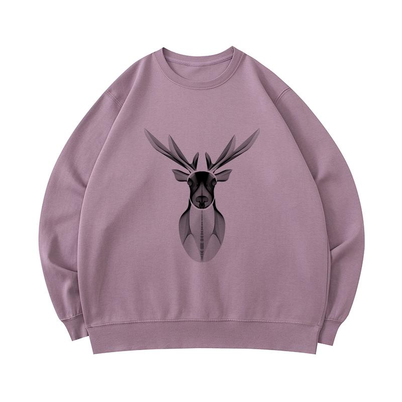 Buy Men's 300 GSM 100% Cotton Sweatshirt Deer Lines Print Street ...