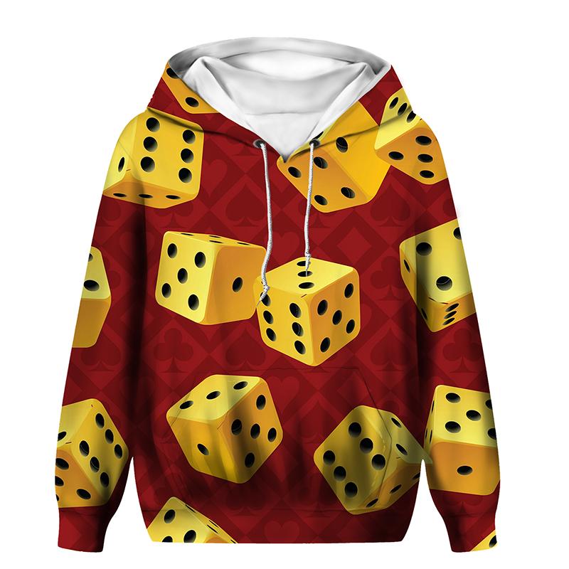 Buy Boys Girls Hoodies Fashion Dice Graphic Printed Pullovers 3D ...