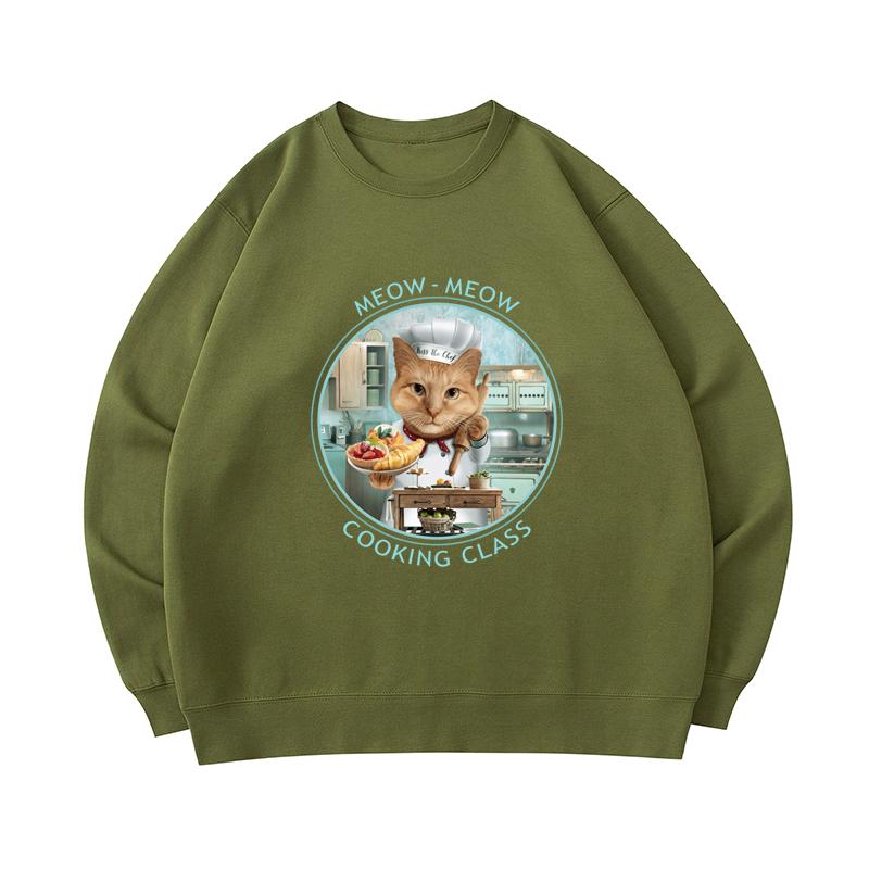 Buy Men's 300 GSM 100% Cotton Sweatshirt Meow Meow Cooking Class Print ...