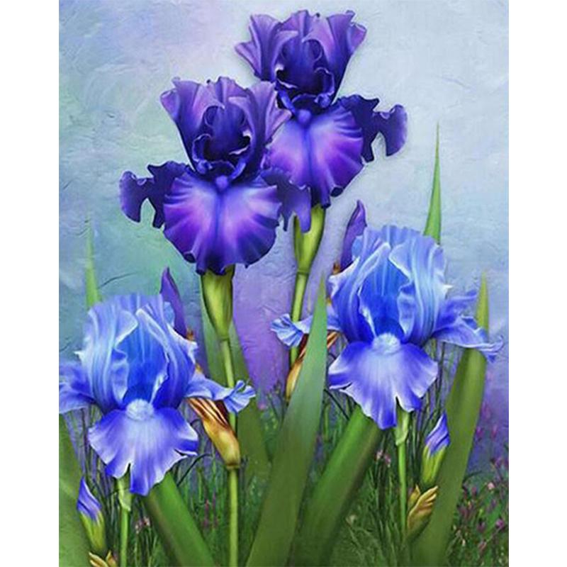 5D DIY Diamond Painting Blue iris flower Diamond Embroidery Cross ...