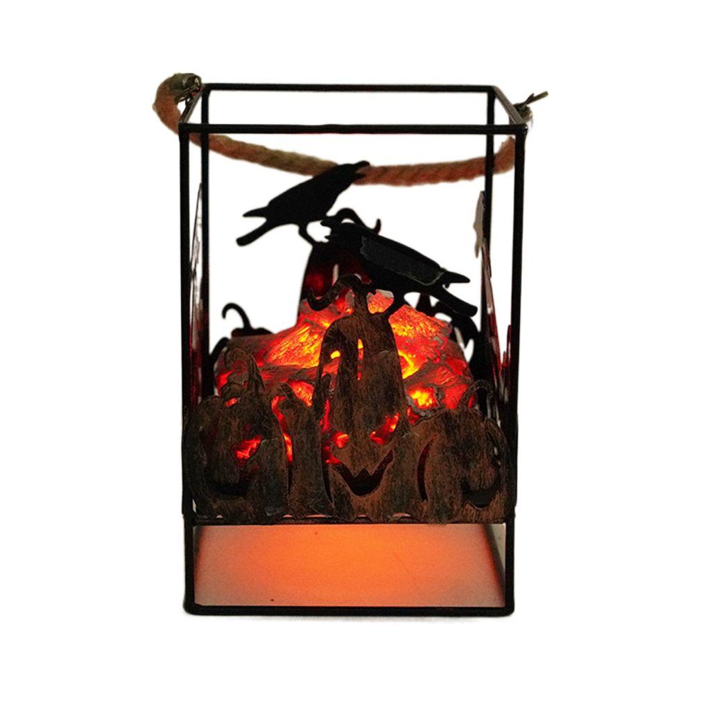 Table Ornaments Burning Flame Halloween Scene Props Charcoal Flame Lamp ...
