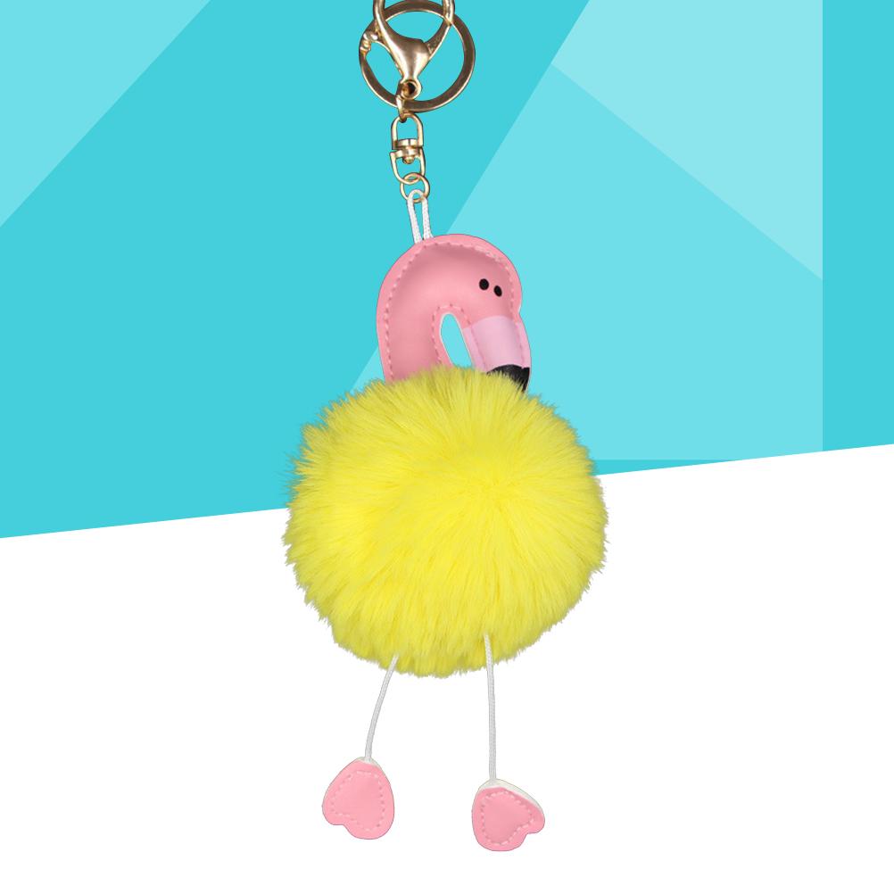 Buy Fluffy Key Ring Plush Animal Flamingo Keychain Ring Hanging ...