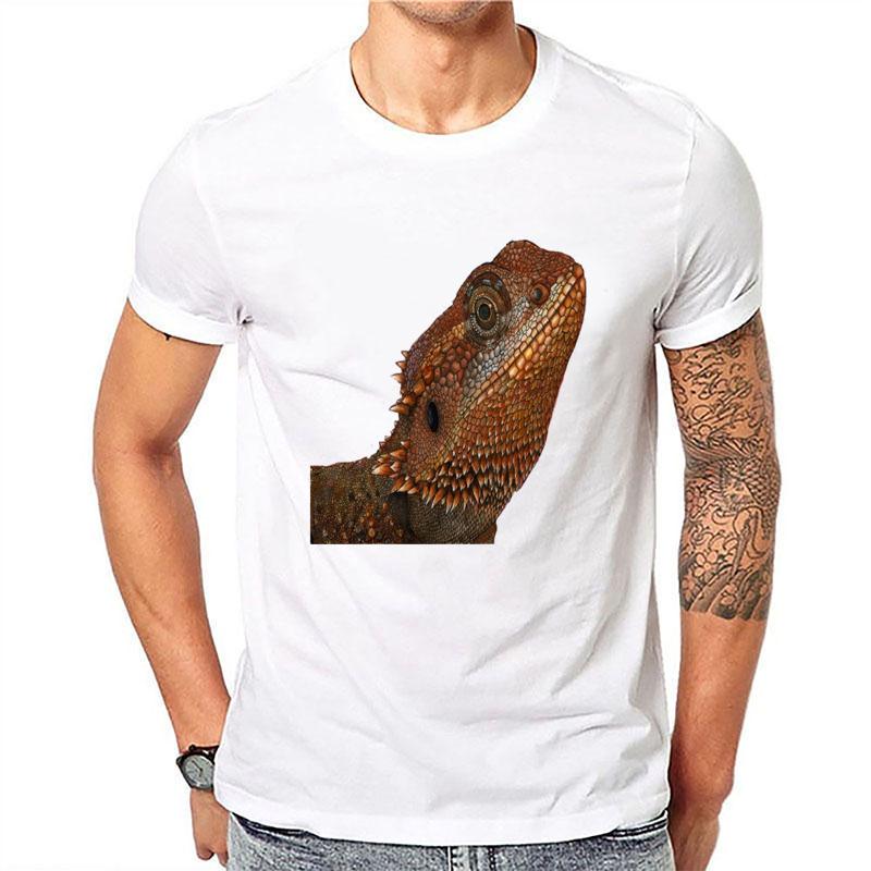 Buy Fashion Funny Print Men TShirt Cotton Bearded Dragon Lizard Shirt ...