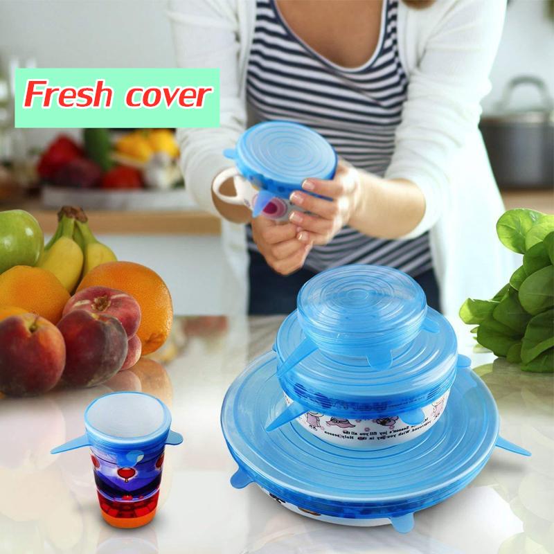 Buy 6PCS/Lot Universal Kitchen Cover Pan Fresh-keeping Cover On The ...