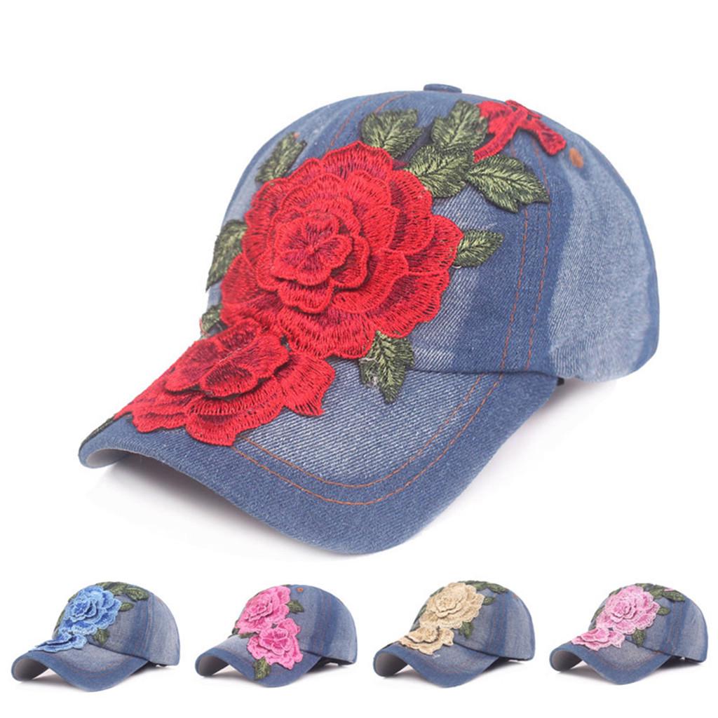 Buy [BD10] Women's Summer Baseball Cap With Flower Embroidery ...