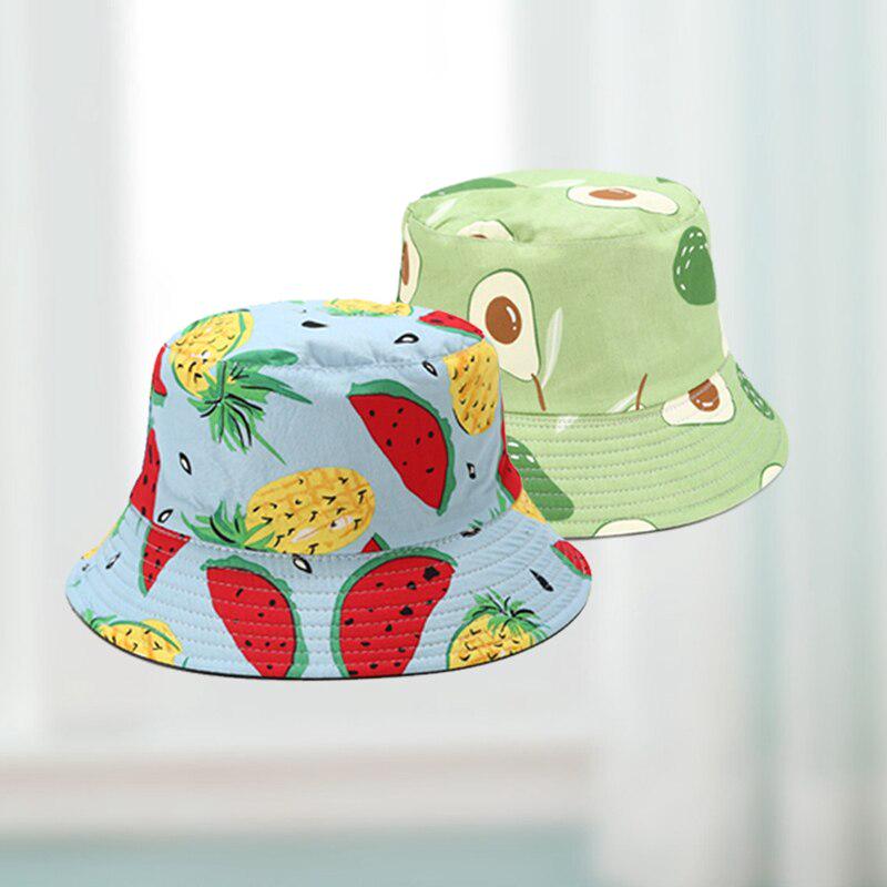 Buy Avocado Pineapple Print Double-sided Basin Hat Fruit Hat Summer ...