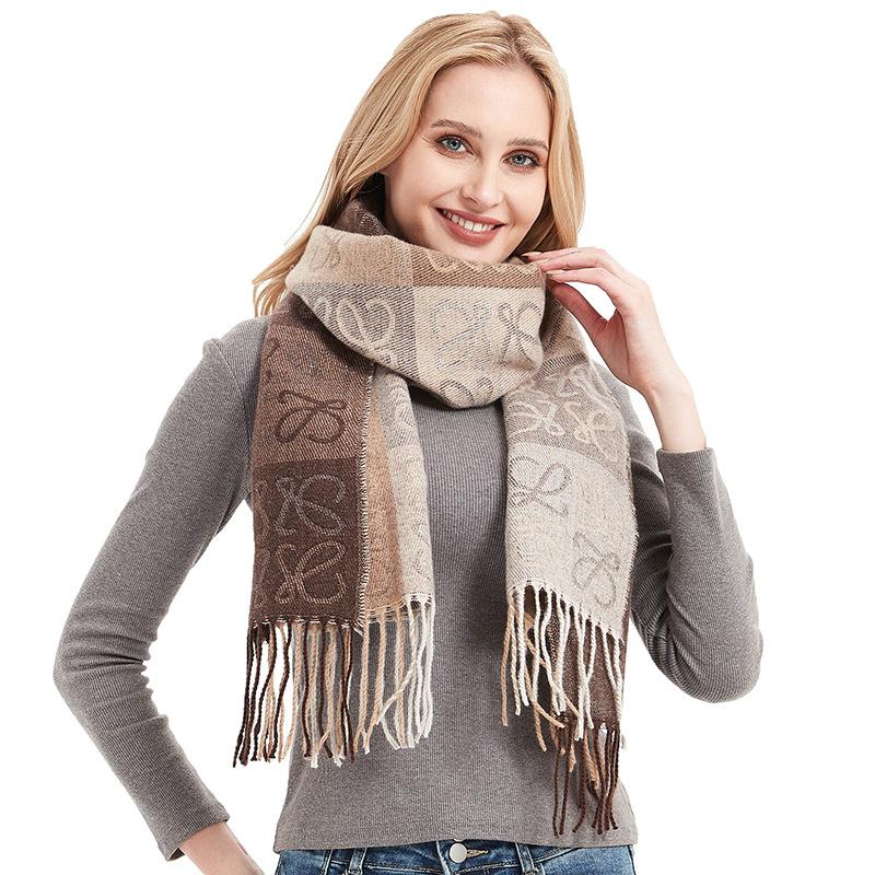 Buy New Autumn And Winter Scarf Women's Tassel Knitted Scarf Wool Warm ...