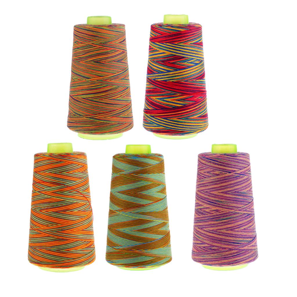 Buy 5 Spool Rainbow Polyester Sewing Thread 40s/2 All Purpose at ...