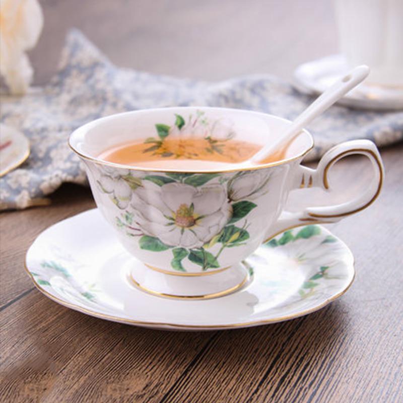 Buy European Ceramic Cup Saucer Set Afternoon Flower Tea Cup 210ml ...