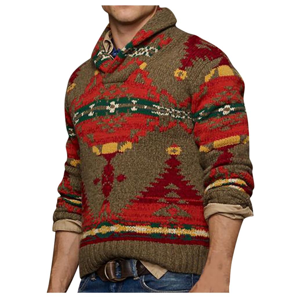 Buy Men's Autumn And Winter Casual Knitted Printing Decorative Pattern ...