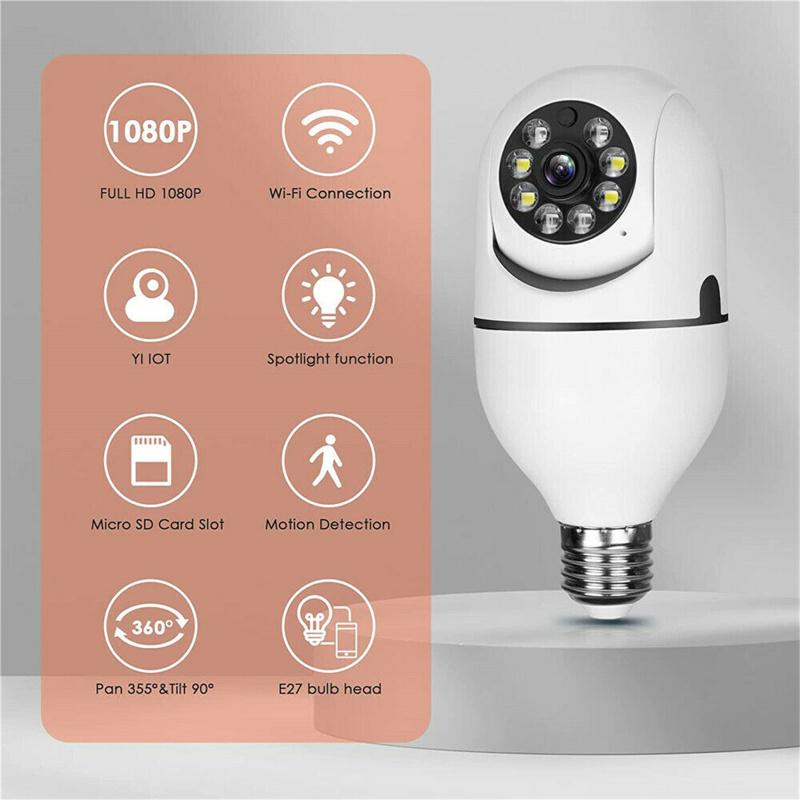 1080p Ip E27 Light Bulb Camera 360 Degree Wi-fi Infrared Night Vision ...