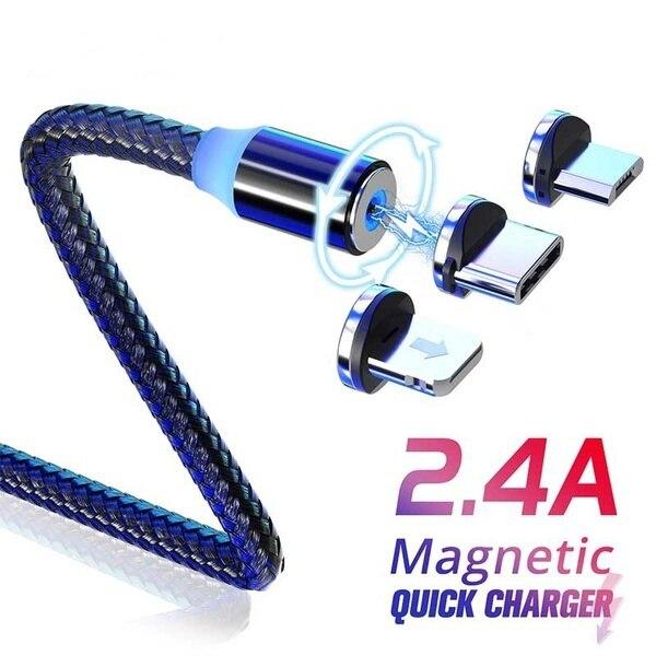 Buy LED Magnetic USB Cable Fast Charging Magnet Micro USB Type C Cable ...
