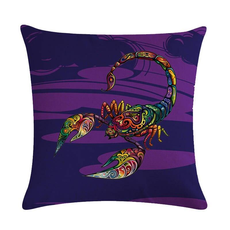 Purple Background Pattern Cushion Cover Cotton Linen buffalo Elephant ...