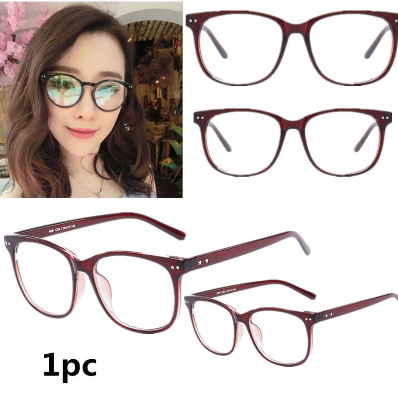 Buy Tan Fashion Universal Plastic Clear Lens Round Frame Spectacles ...