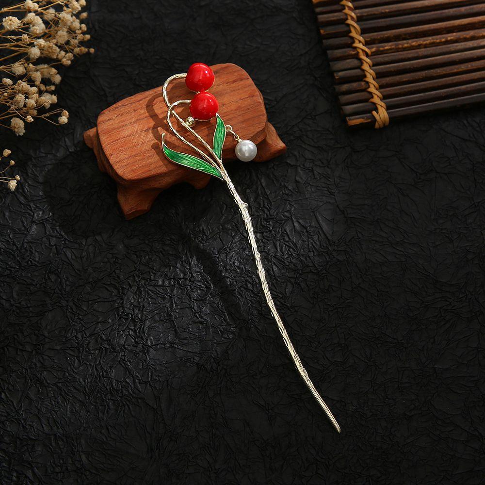 Buy Jewelry Tassel Cherry Flower Hair Fork Hairpin Chinese Style Hair ...