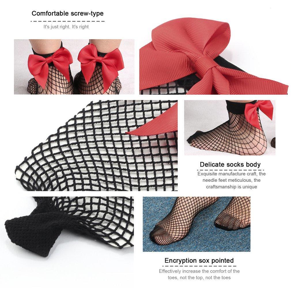 Buy Women Bow Tie Breathable Large Fishnet Ankle High Socks Fish Net ...